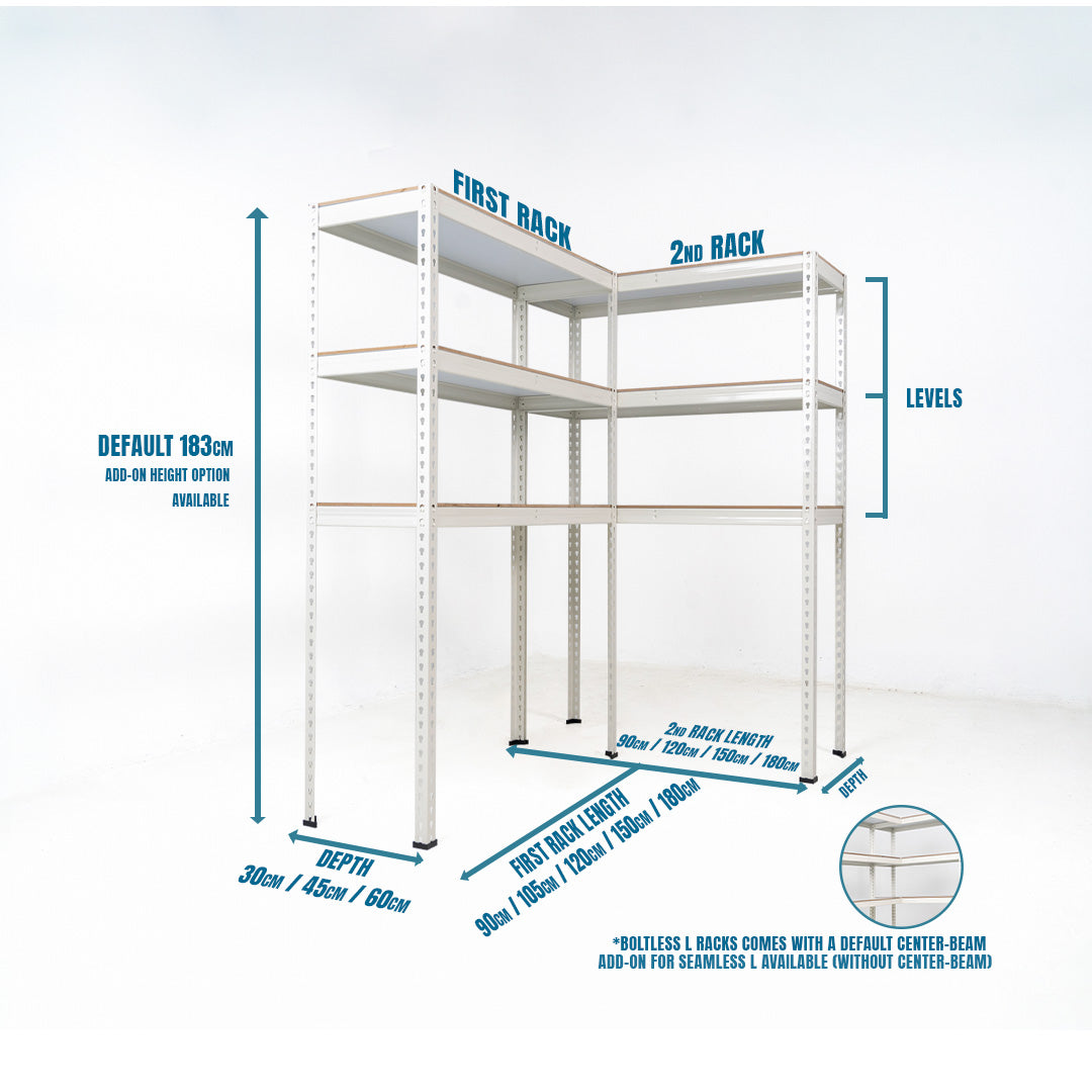 PVC Wood Deck Boltless L Rack (4-Levels)(30cm Depth) – PG STORAGE ...